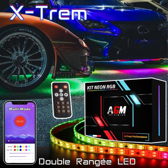 Kit néon LED RGB sous châssis voiture | AGM Vision