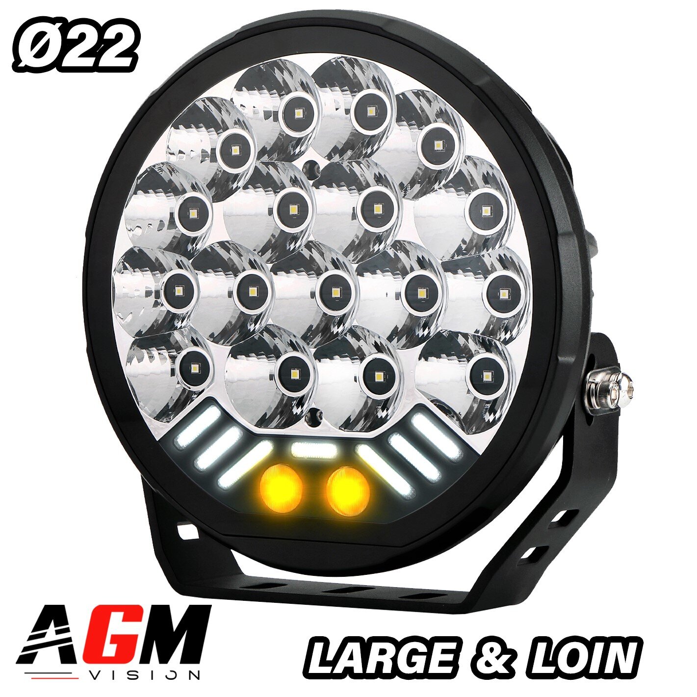 Stricker AK170W LED headlight + Strobe & white & orange DRL Ø22 cm 170 ...